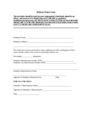Template for Medicare Waiver Letter - UUA Doc Template | pdfFiller