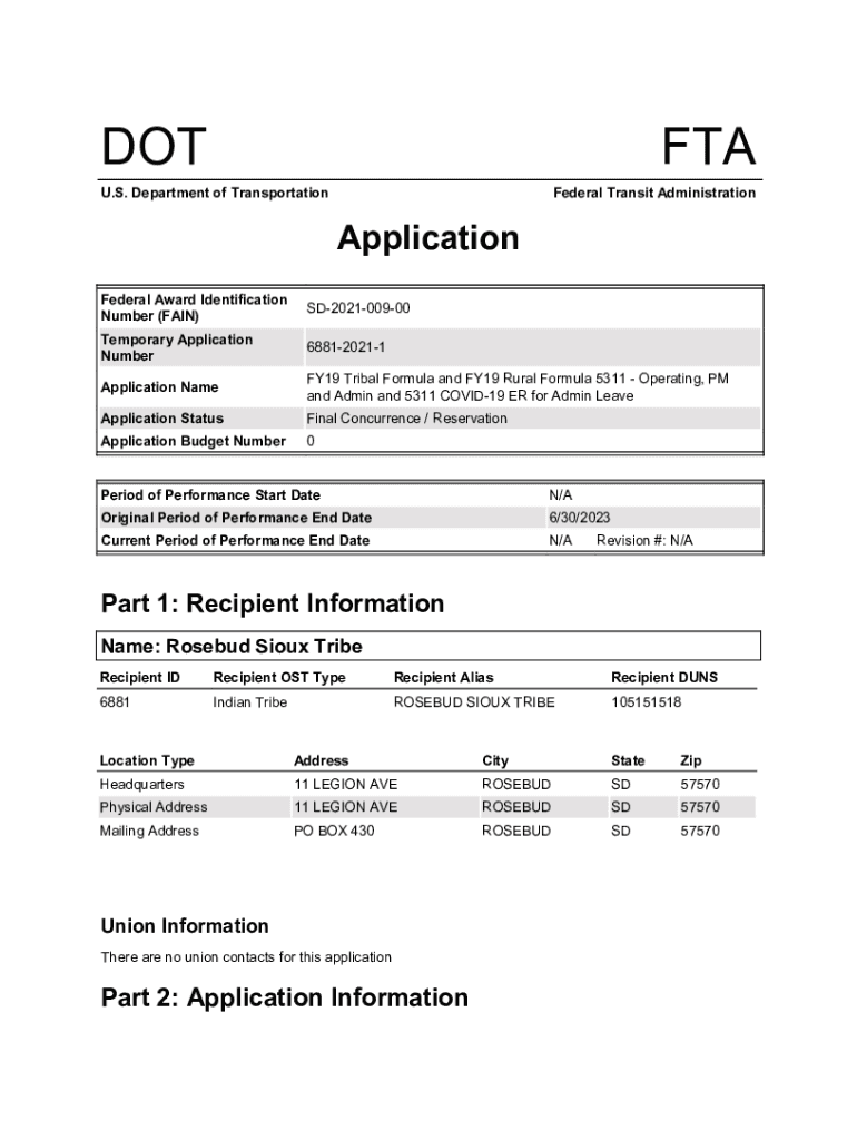 Fillable Online FY19 Tribal Formula and FY19 Rural Formula 5311 ...