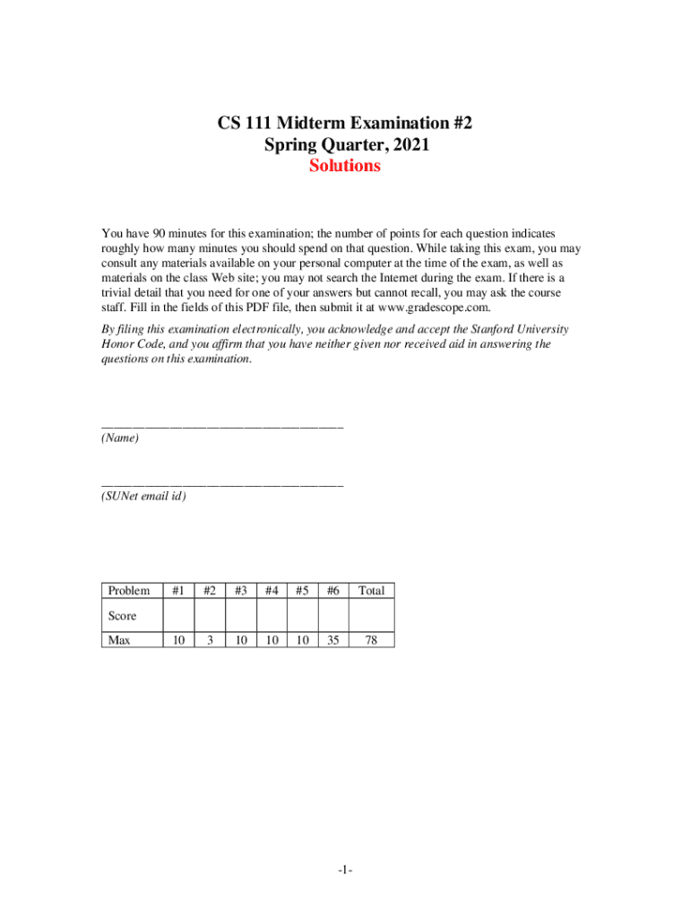 Fillable Online CS 111 Midterm Exam - Stanford University Fax Email ...