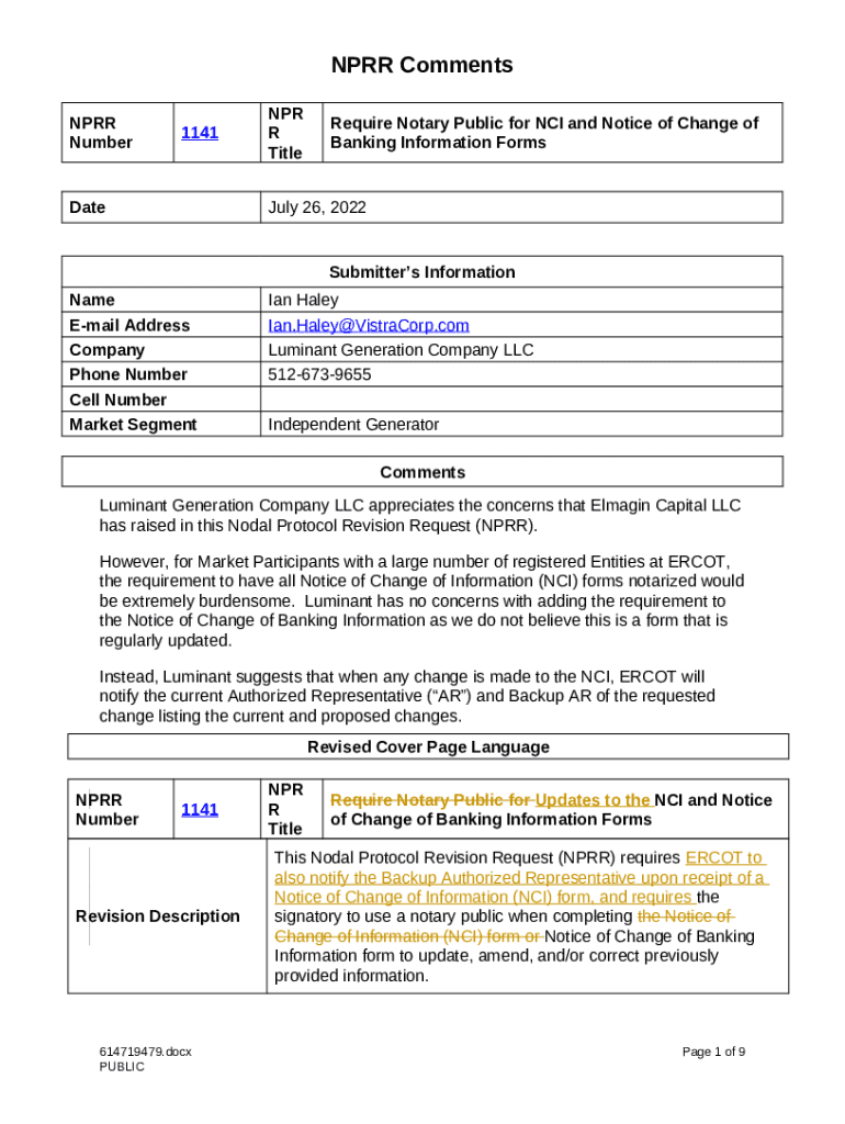 Require Notary Public for NCI and Notice of Change of Banking Ination s Doc Template | pdfFiller