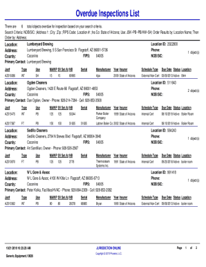 Fillable Online PDF Overdue Inspections List With All Contacts Fax Email Print - pdfFiller