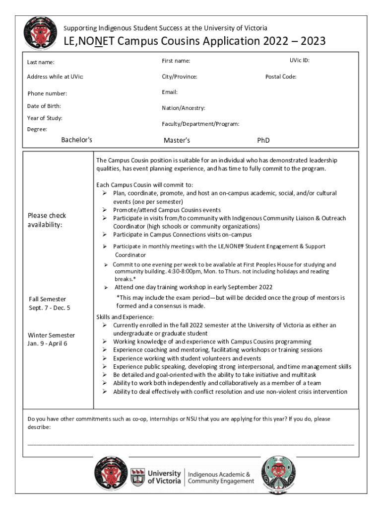 Fillable Online LE,NONET Campus Cousins Applications Now Available Fax ...