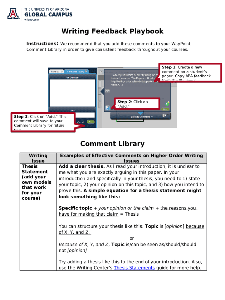 Commenting on Student Writing - Center for Teaching and Learning Doc ...