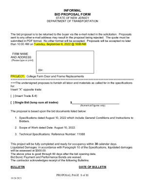 Fillable Online BID PROPOSAL FORM - state.nj.us Fax Email Print - pdfFiller