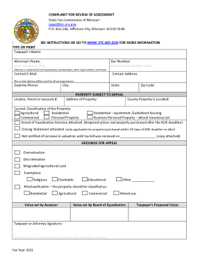 Fillable Online stc mo Complaint for Review of Assessment Form and ...