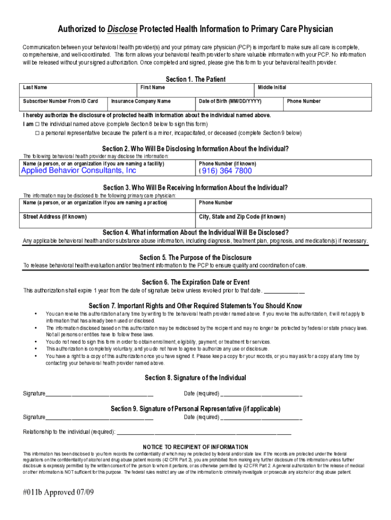 Fillable Online Authorization to Disclose form.doc Fax Email Print - pdfFiller
