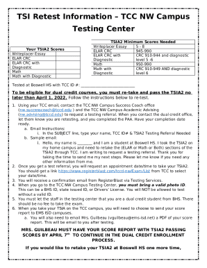 TSI Assessment - Tarrant County College Doc Template | pdfFiller