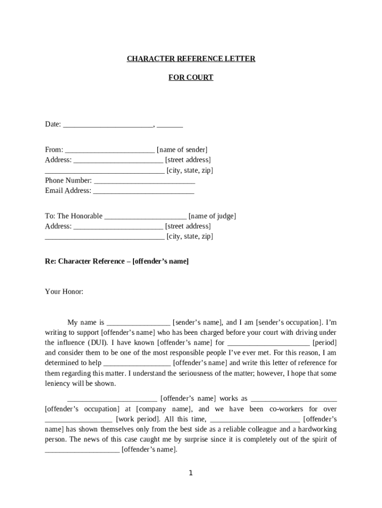 Character Reference Letter (for Court) TemplateSamples - es Doc ...