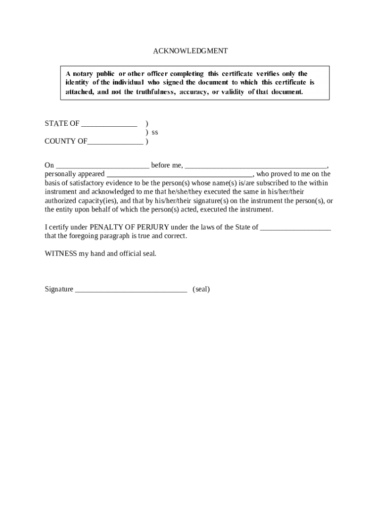 New York Acknowledgments - New York Notary Sample Exam - US Legal s Doc ...