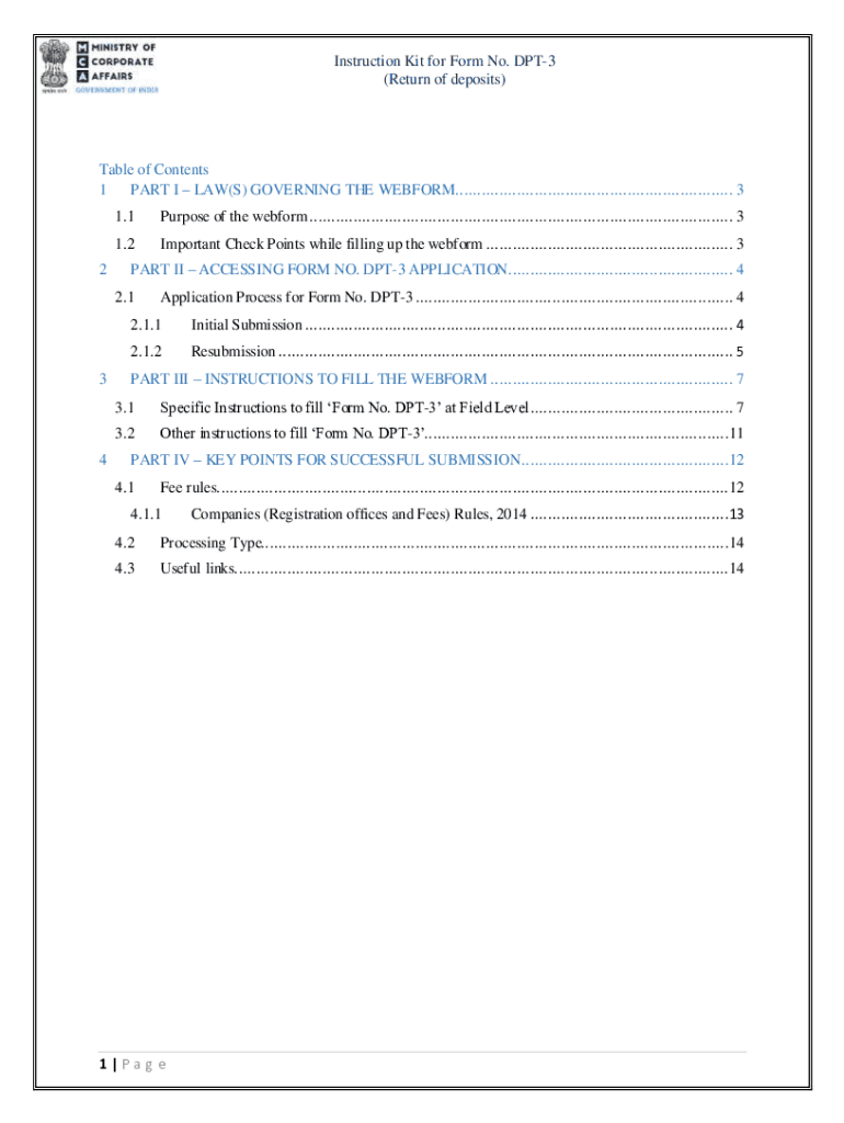Fillable Online Instruction Kit for Form No. DPT-3 Table of Contents PART I ... Fax Email Print ...