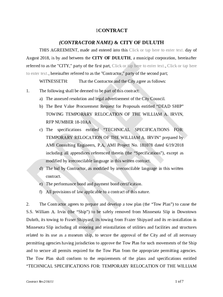 CONTRACT - duluthmn.gov Doc Template | pdfFiller