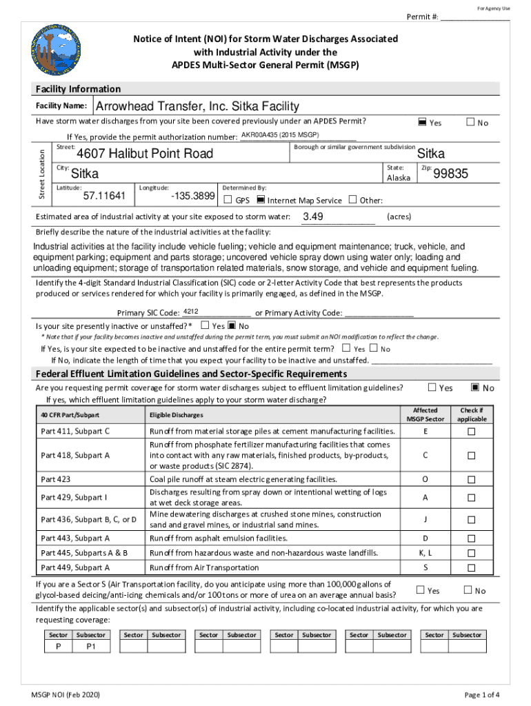 Fillable Online Notice of Intent (NOI) for Storm Water Discharges Associated ... Fax Email Print ...