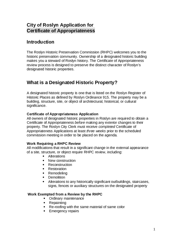 City of Roslyn - Washington State Department of Archaeology ... - dahp wa Doc Template | pdfFiller