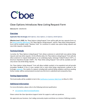 Fillable Online Cboe Options Introduces New Listing Request Form Fax ...