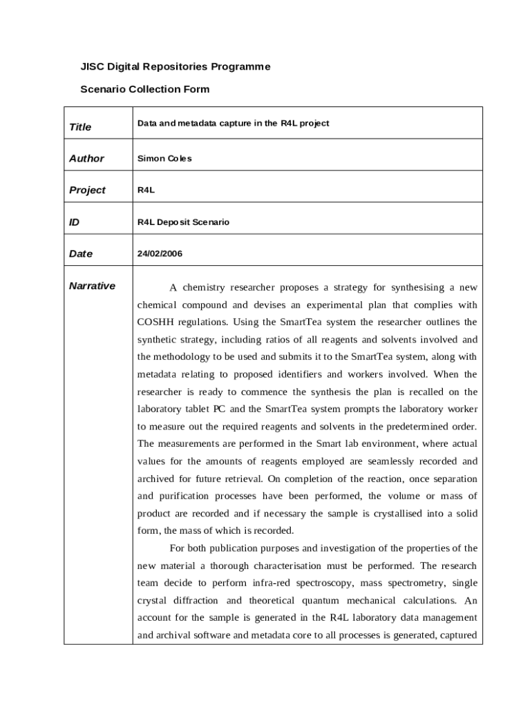 Scenario Collection Doc Template | pdfFiller