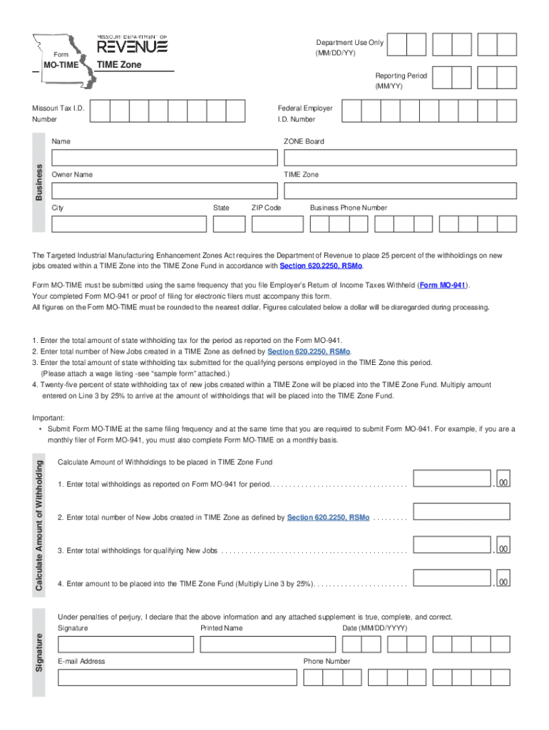 Fillable Online dor mo Department Use Only Form (MM/DD/YY) MO-TIME TIME ...