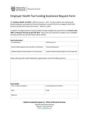 Fillable Online Employer Health Tax Funding Assistance Request Form Fax ...