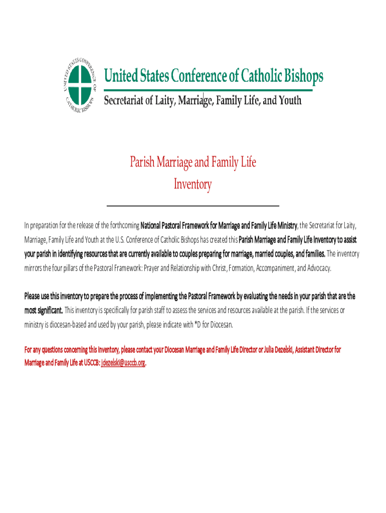 Fillable Online Parish Marriage and Family Life Inventory Fax Email ...