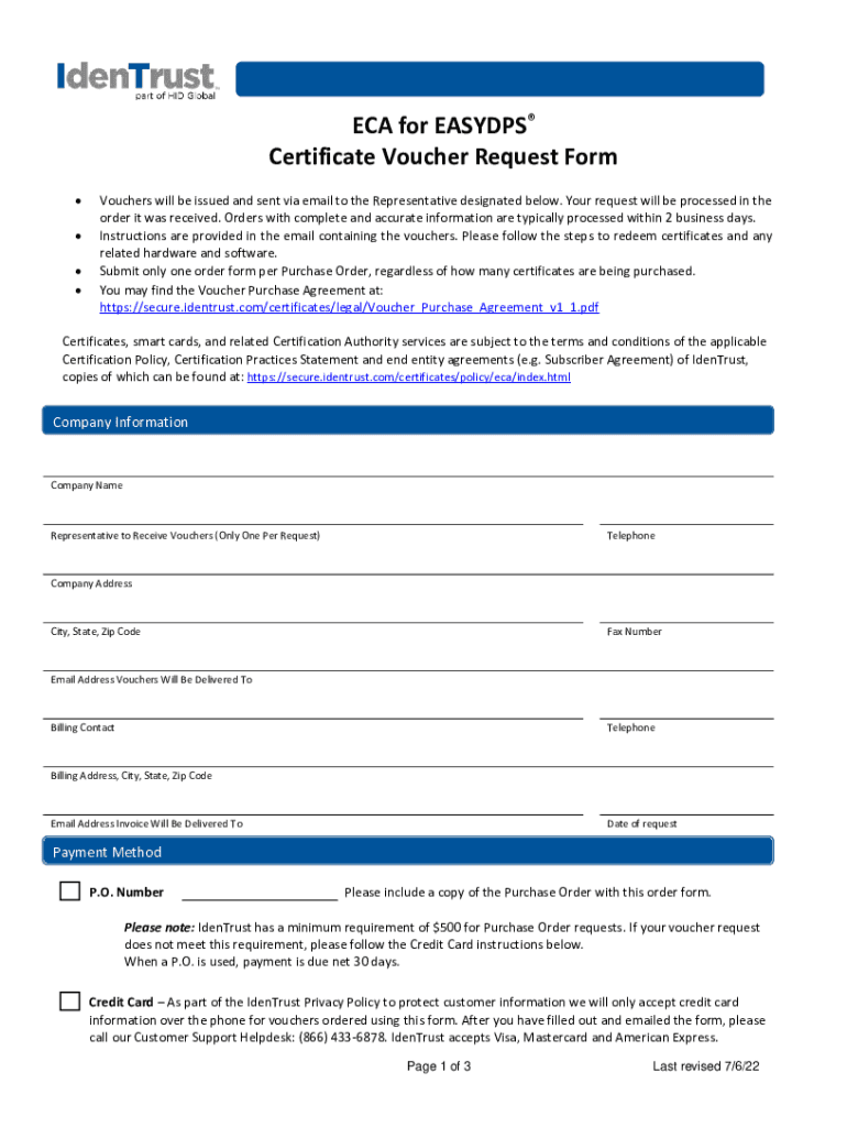 Fillable Online ECA for EASYDPS Certificate Voucher Request Form ...