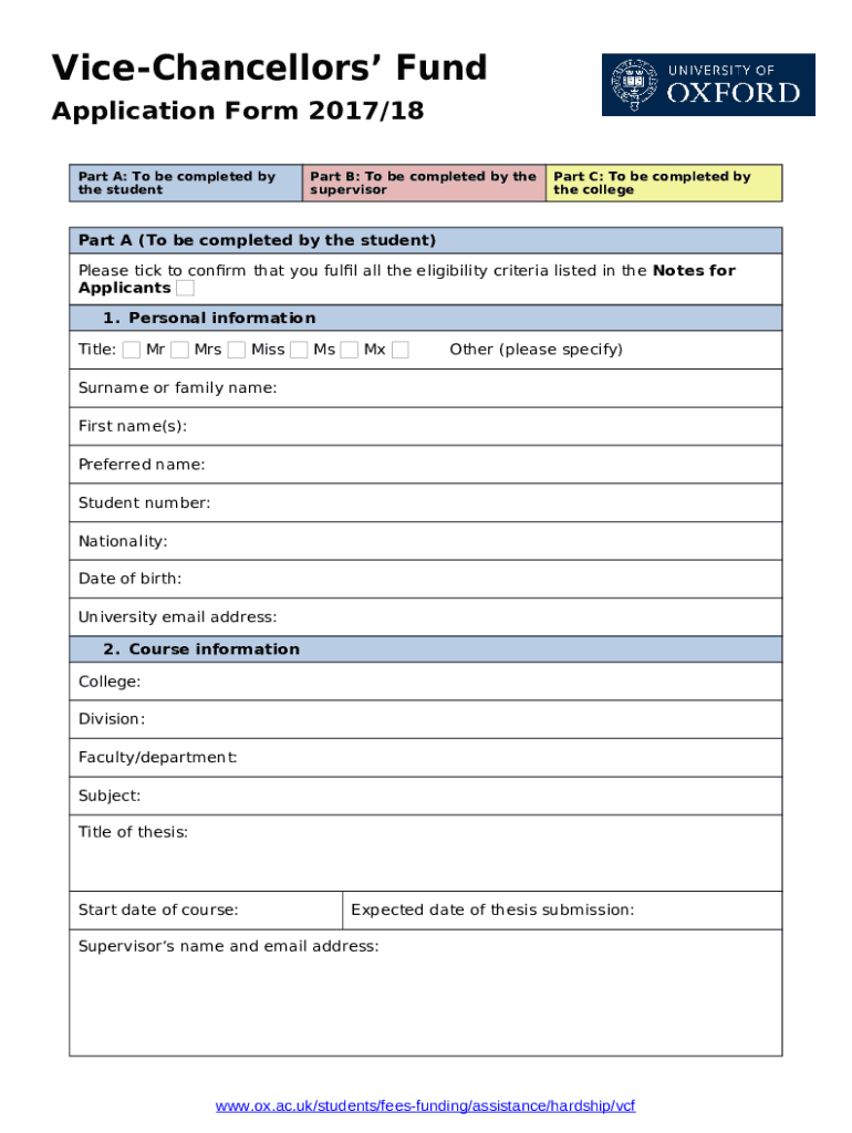 Oxford Bursaries Application - University of Oxford Doc Template ...