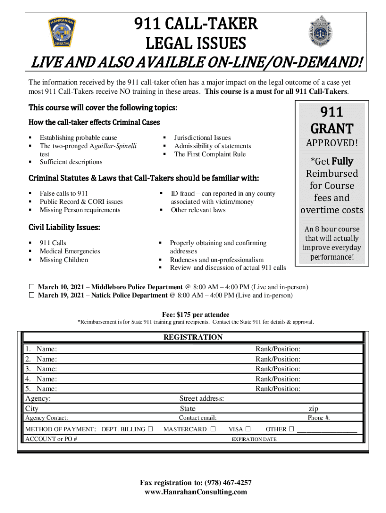 Fillable Online ma911.orgevent911-call-taker-legal-issues911 Call-Taker ...