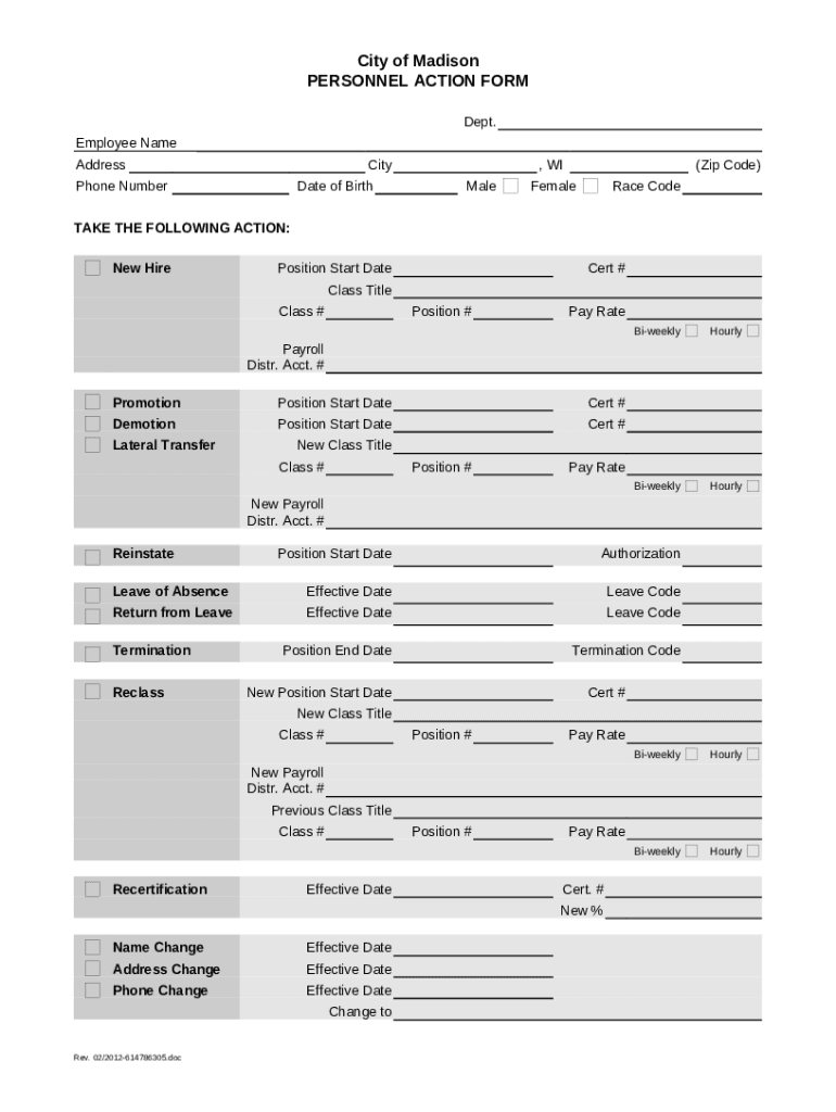 Personnel Action . Personnel Doc Template | pdfFiller