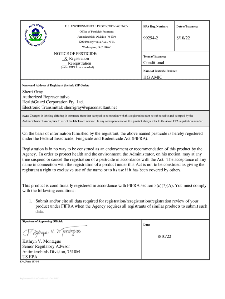 Fillable Online US EPA, Pesticide Product Label, HG AMIC,08/10/2022 ...