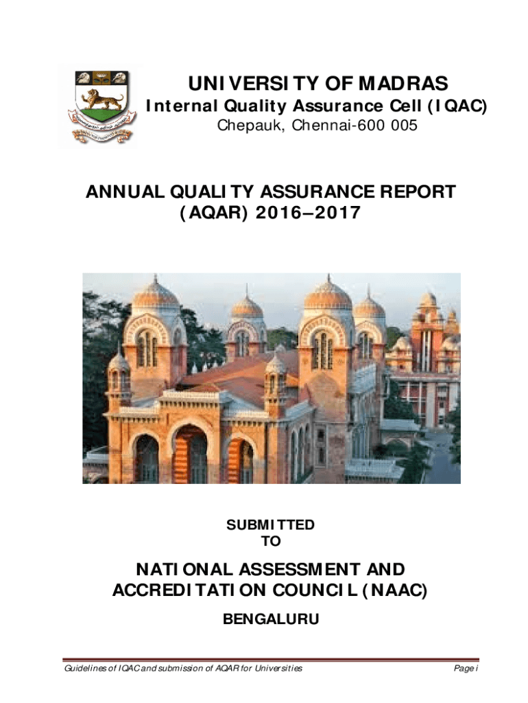 Fillable Online UNIVERSITY OF MADRAS - Internal Quality Assurance Cell (IQAC) Fax Email Print ...