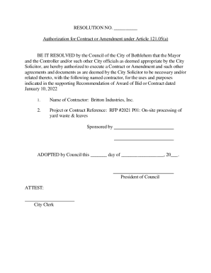 Fillable Online Board of Directors ResolutionFREE TemplateOrdinances ...