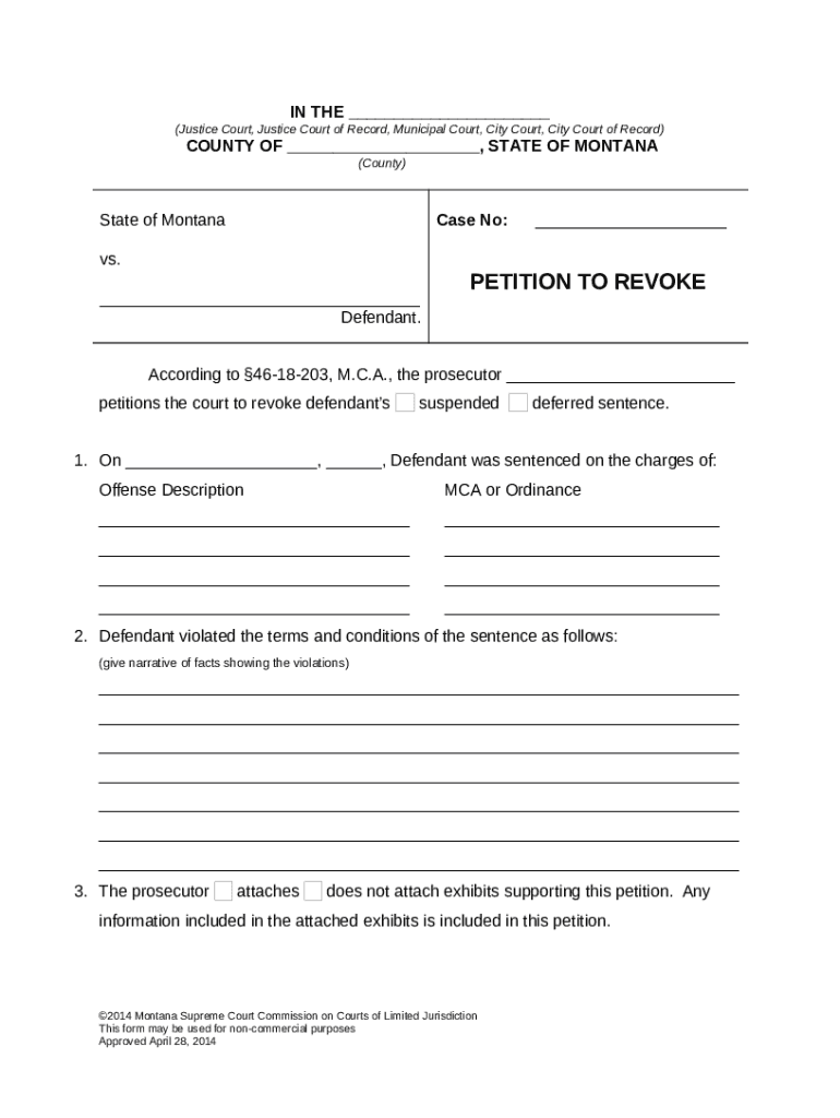PETITION TO REVOKE - courts mt Doc Template | pdfFiller