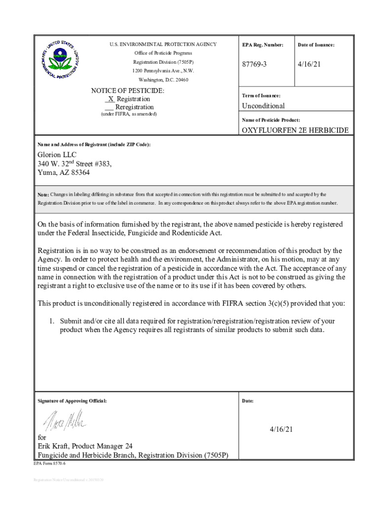 Fillable Online US EPA, Pesticide Product Label, OXYFLUORFEN 2E ...