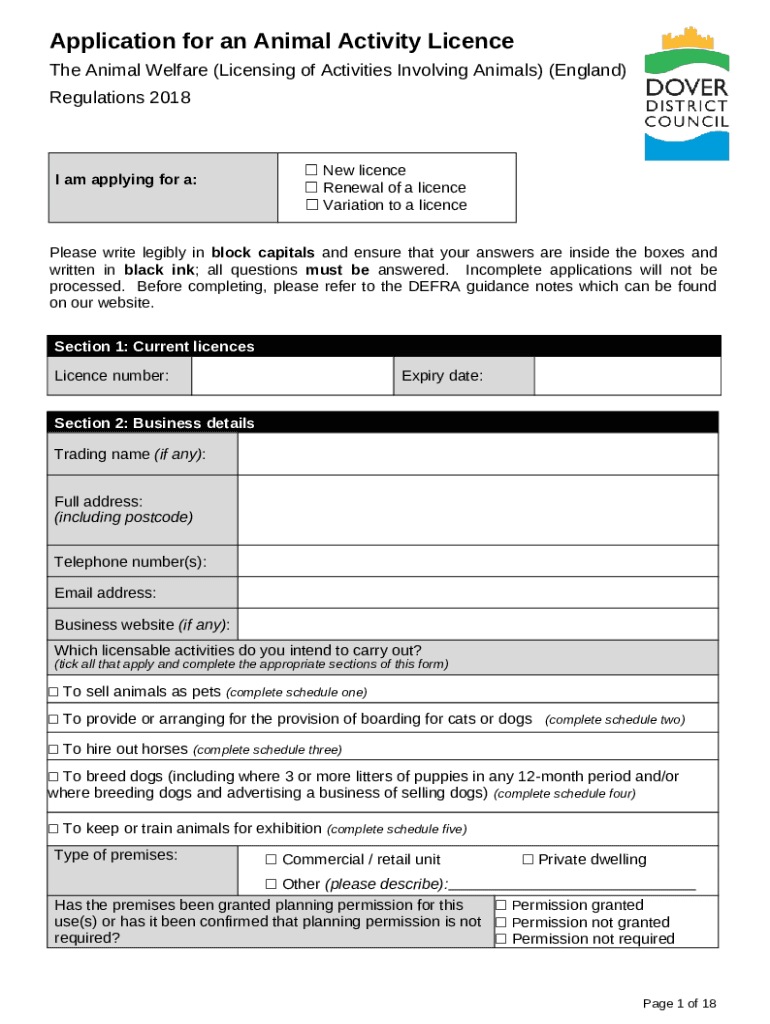 The Animal Welfare (Licensing of Activities Involving Animals) (England ...