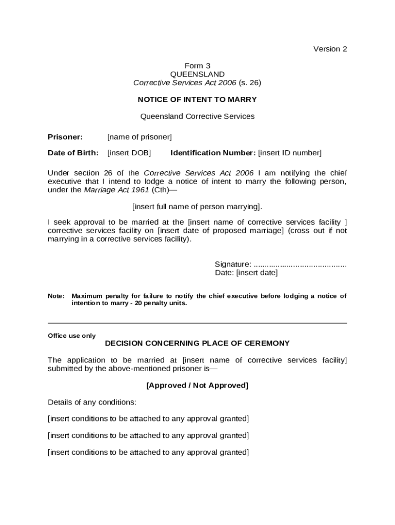 3 - Notice of Intent to Marry - Version 2. Notice of intent to marry ...