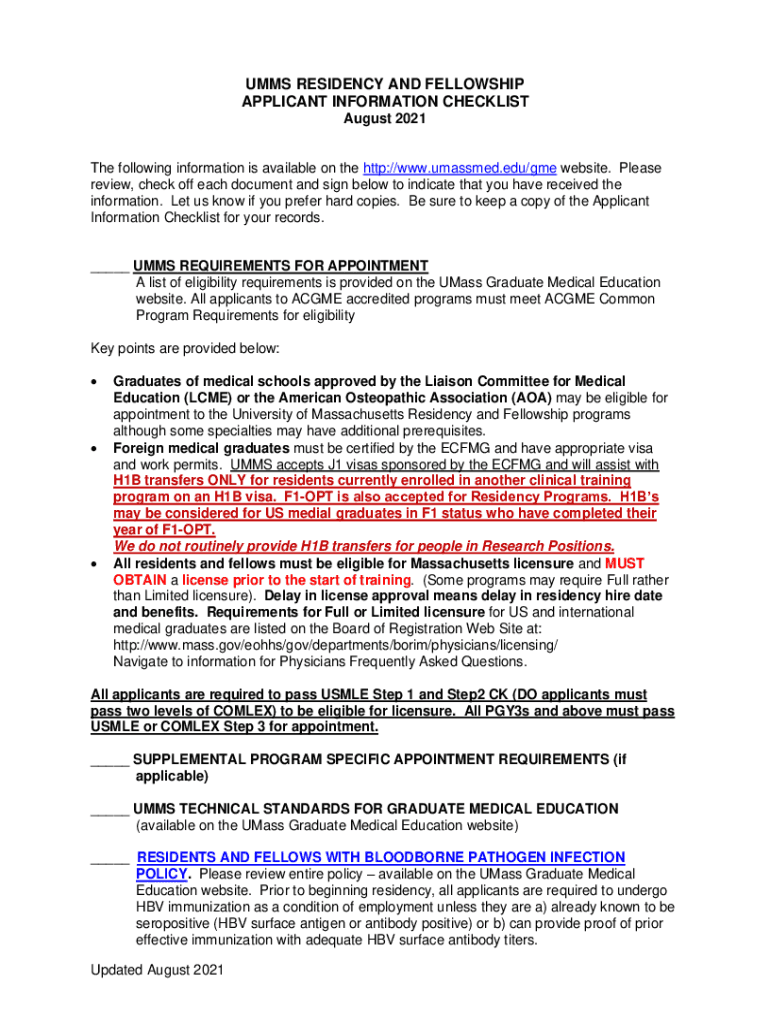 Fillable Online UMMS RESIDENCY AND FELLOWSHIP APPLICANT INFORMATION ...