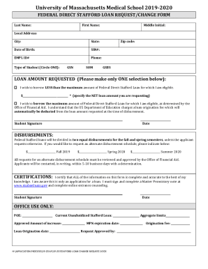 Fillable Online FEDERAL DIRECT STAFFORD LOAN REQUEST/CHANGE FORM Fax ...