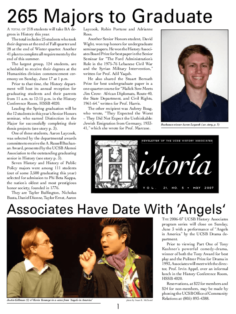 Fillable Online 265 Majors to Graduate - UC Santa Barbara, History Department Fax Email Print ...