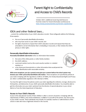 Fillable Online Parent Right to Confidentiality and Access to Child's ...