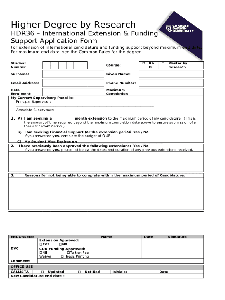 HDR s and CodesCharles Darwin University Doc Template | pdfFiller