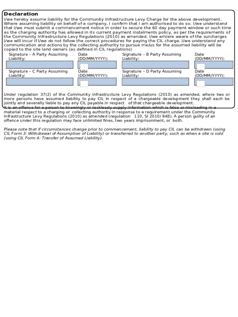 Community Infrastructure Levy (CIL) 2: Assumption of Liability Doc ...