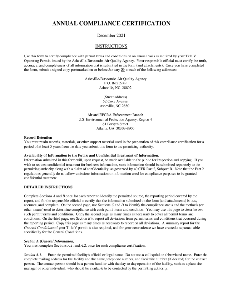 Fillable Online ANNUAL/SEMI-ANNUAL COMPLIANCE CERTIFICATION ...