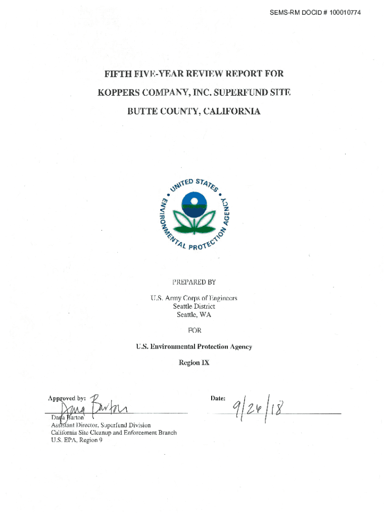 Fillable Online 5th 5-year review rpt for Koppers Co, Inc Superfund site, w/appendices A-I ...