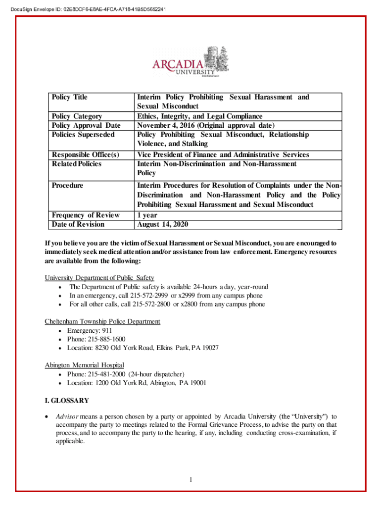 Fillable Online Policy Title Interim Policy Prohibiting Sexual ... Fillable Online Policy Title Interim Policy Prohibiting Sexual ...