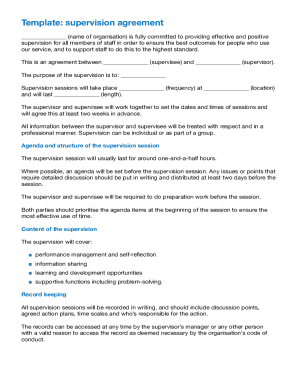 Fillable Online Supervision agreement. This activity is exclusively ...