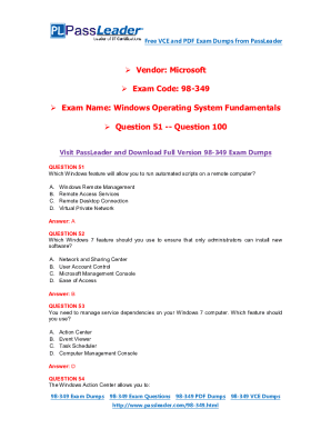 Fillable Online Vendor: Microsoft Exam Code: 98-349 Exam Name: Windows ...