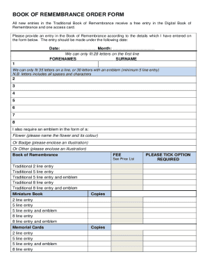 Fillable Online www.leicester.gov.ukmedia184658BOOK OF REMEMBRANCE ...