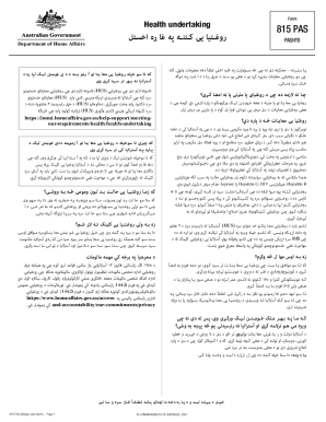 Fillable Online 815 - Health undertaking - Department of Home Affairs Fax Email Print - pdfFiller