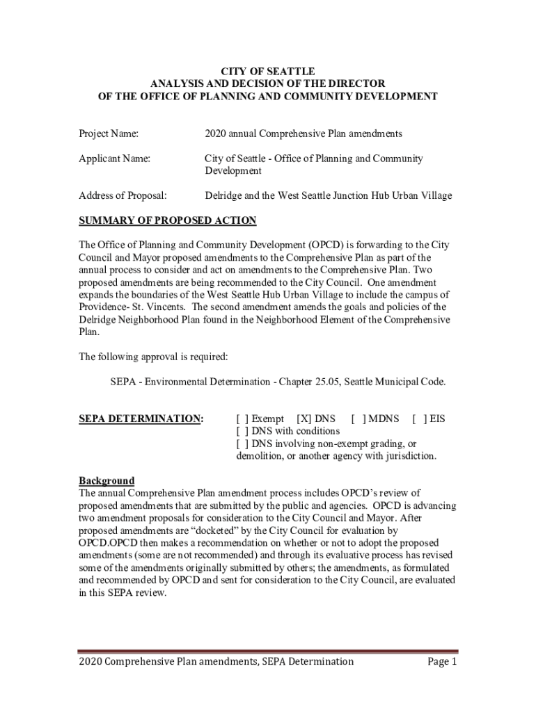 Fillable Online Seattle DPD - Seattle Comprehensive Plan Contents ...