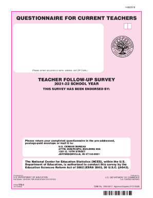 Fillable Online nces ed QUESTIONNAIRE FOR CURRENT TEACHERS Fax Email ...