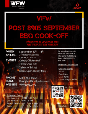 Fillable Online VFW Post 8905 September BBQ Cook-Off Fax Email Print ...