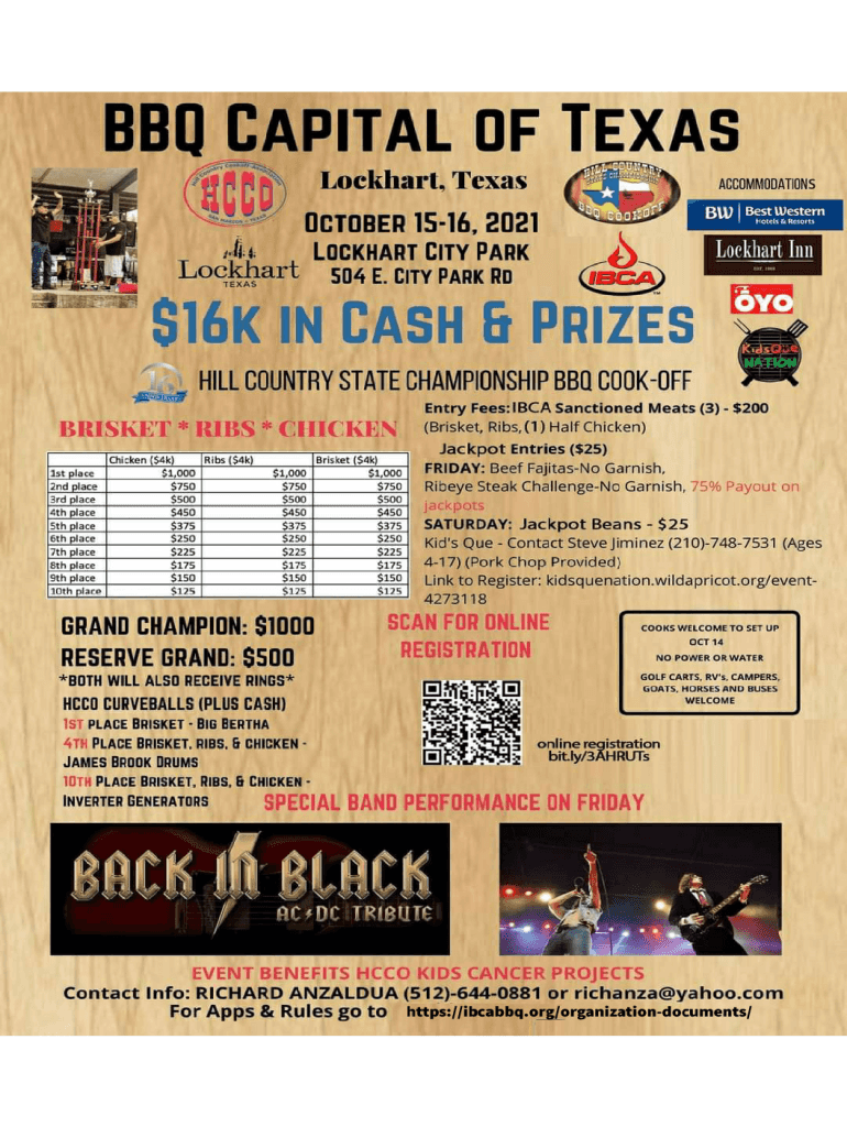Fillable Online Hill Country State Championship BBQ Cook-Off 2021 ...
